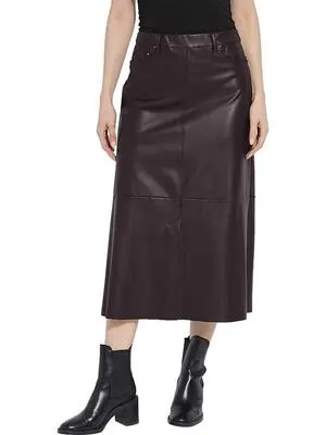 Lyssé Faux Leather Midi Skirt - Double Espresso
