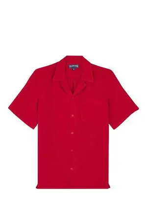 Vilebrequin Bowling Linen Shirt Solid Shirt Charli - Red