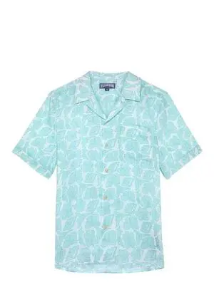Vilebrequin Bowling Linen Shirt Seashells Shirt Charli - White