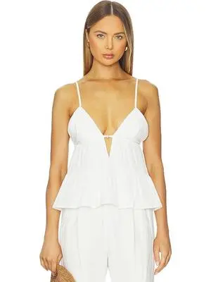 SNDYS Fallen Peplum Top - White