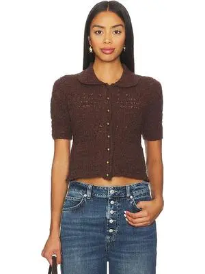 Free People Daylight Cropped Cardigan - French Chocolate