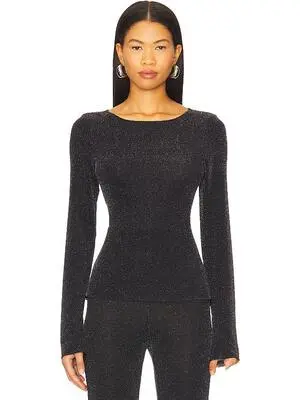 Show Me Your Mumu Bowie Metallic Jersey Top - Black Dancing