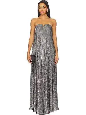 Show Me Your Mumu Athena Maxi Dress - Pleated Silver