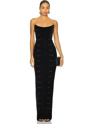 SAU LEE Vesper Velvet Gown - Black
