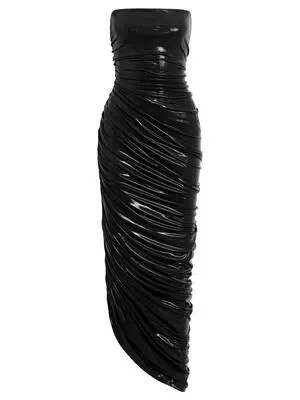 Norma Kamali Diana Strapless Ruched Lamé Gown - Black