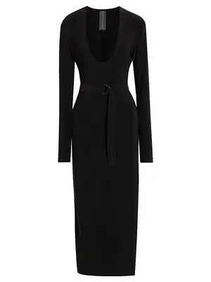 Norma Kamali Belted Stretch-jersey Midi Dress - Black