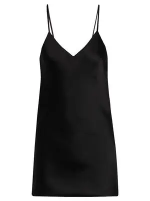 Norma Kamali Satin Mini Slip Dress - Black