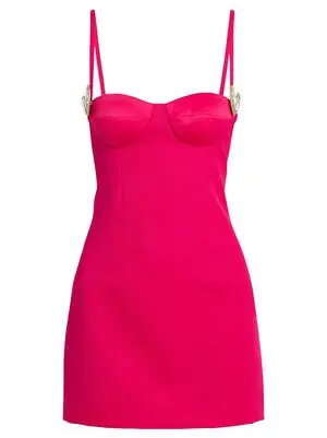 AREA Embellished Wool-twill Mini Dress - Fuchsia