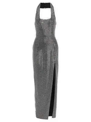 AREA Crystal-embellished Halterneck Gown - Black