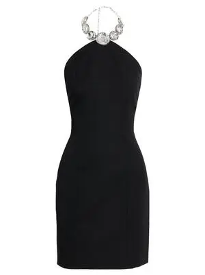AREA Crystal-embellished Wool-twill Halterneck Mini Dress - Black