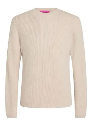 THE ELDER STATESMAN Heavy Delicash Ribbed Sweater - Beige