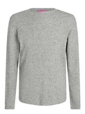 THE ELDER STATESMAN Heavy Delicash Ribbed Sweater - Gray