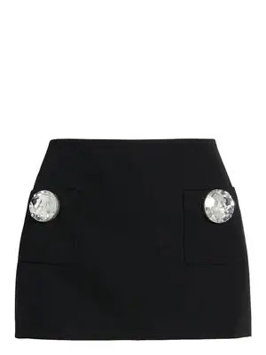 AREA Embellished Wool-twill Mini Skirt - Black
