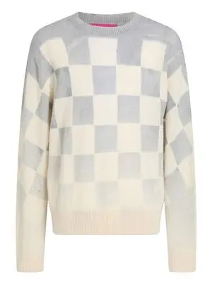 THE ELDER STATESMAN Chess Tranquility Checked Cashmere Sweater - Gray