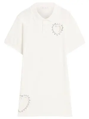 AREA Embellished Mini Shirt Dress - White