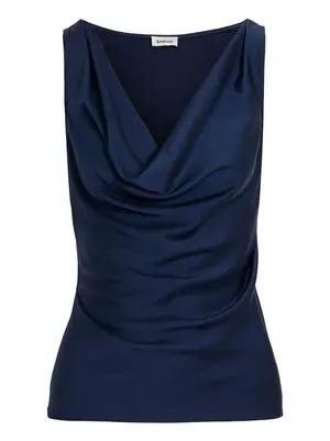 Simkhai Nubia Draped Satin Top - Navy