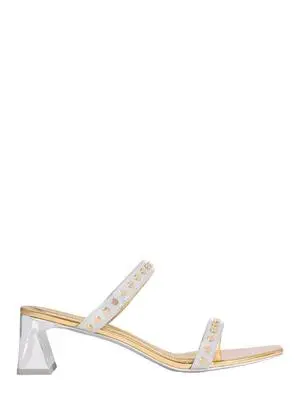 SIMKHAI Studded Mirrored-Leather Mules