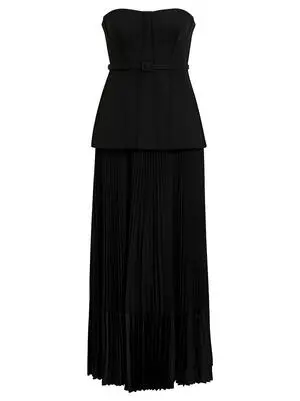Simkhai Prisca Strapless Peplum Crepe Midi Dress - Black