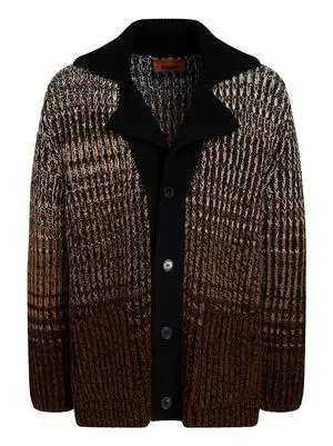 Missoni Ribbed Dégradé Wool Cardigan - Brown