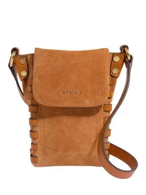 AIMEE Zen Suede Phone Crossbody Bag - Rustic Caramel Suede