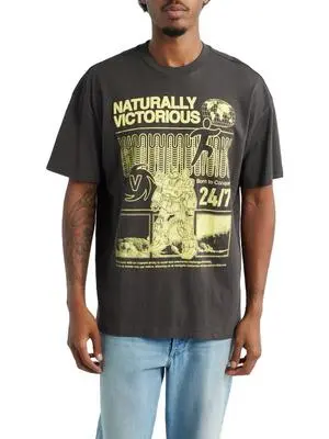 THE FORECAST AGENCY Naturally Victorious Cotton Graphic T-shirt - Pirate Black