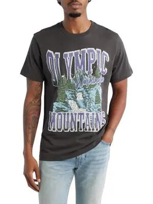 THE FORECAST AGENCY Olympic Mountains Cotton Graphic T-shirt - Pirate Black