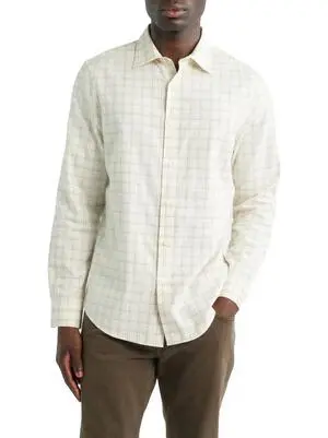 Nordstrom Plaid Cotton & Cashmere Shirt - Ivory Tim Plaid