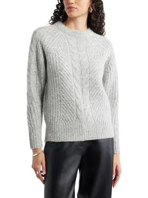 Nordstrom Cable Crewneck Alpaca Blend Sweater - Grey Heather
