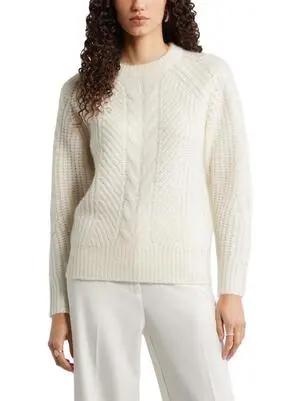 Nordstrom Cable Crewneck Alpaca Blend Sweater - Ivory Tofu