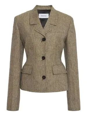 FERRAGAMO Tailored Linen Single-breasted Blazer - Multi