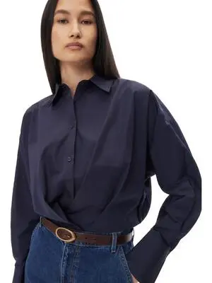 TWP Midnight Blue Poplin Taken Top