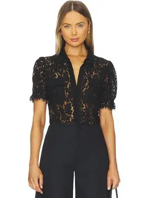 Generation Love Lace Shirt With Scalloped Trim - Black