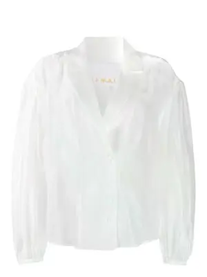 Remain Birger Christensen Balloon-sleeved Double Breasted Blouse - White