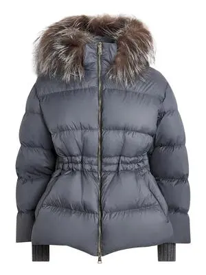 Fabiana Filippi Fox Fur-trim Puffer Jacket - Grey