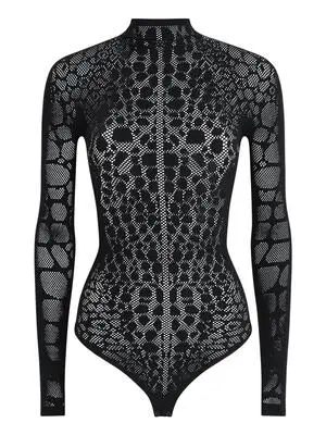 Wolford Reptile Net Bodysuit Black