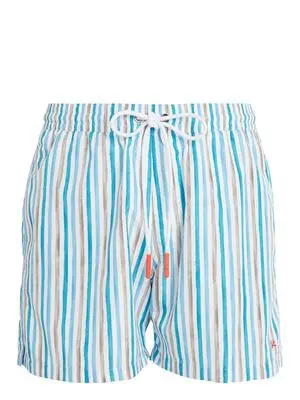 Isaia Stripe Print Swim Shorts - Blue