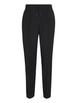 Isaia Wool-mohair Drawstring Trousers - Black