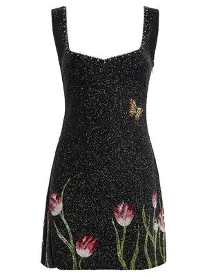 CLIO PEPPIATT Embellished Tulip Mini Dress - Black