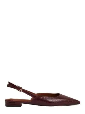 REISS Aubrey Leather Slingback Ballerinas - Dark Red