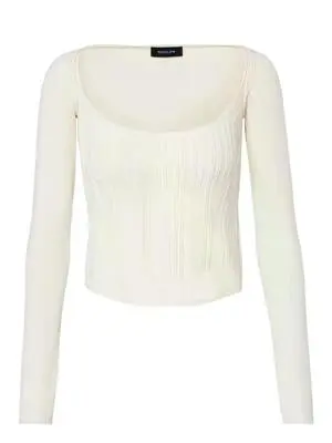 MUGLER Boning Detail Long-sleeve Top - Neutrals