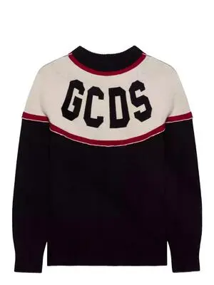 Gcds Logo-intarsia Sweater - Black