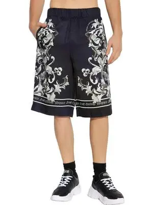 Versace Floral-print Knee-length Shorts - Black