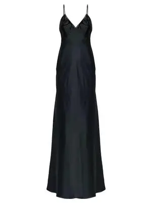 LoveShackFancy Mystara Embellished Strap Maxi Dress - Black