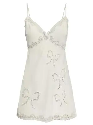 LoveShackFancy Cori Lace Bow Mini Dress - White