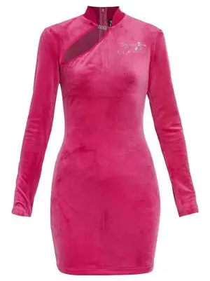 Versace Cut-out Long-sleeve Mini Dress - Pink