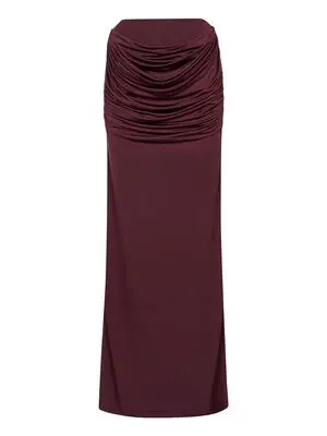 Paris Georgia Raffy Draped Maxi Skirt - Burgundy