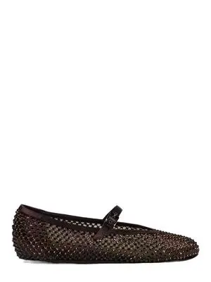 LE SILLA Gilda Embellished Mesh Flat Pumps - Brown