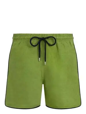 Vilebrequin Drawstring Piped Linen Swim Shorts - Green