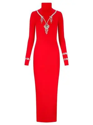 DES_PHEMMES Embellished Backless Maxi Dress - Red