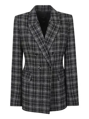 Pinko Double-breasted Check Blazer - Black
